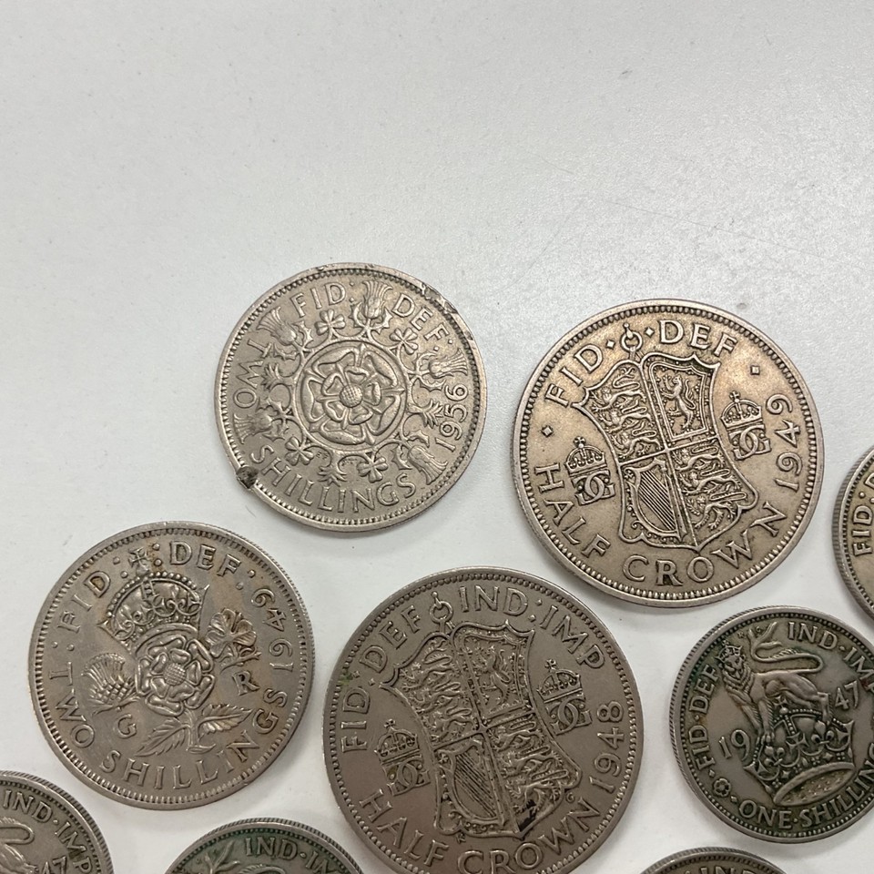 1947-1956 Vintage UK Coins w/ One & Two Shillings and Half Crowns *VG ...