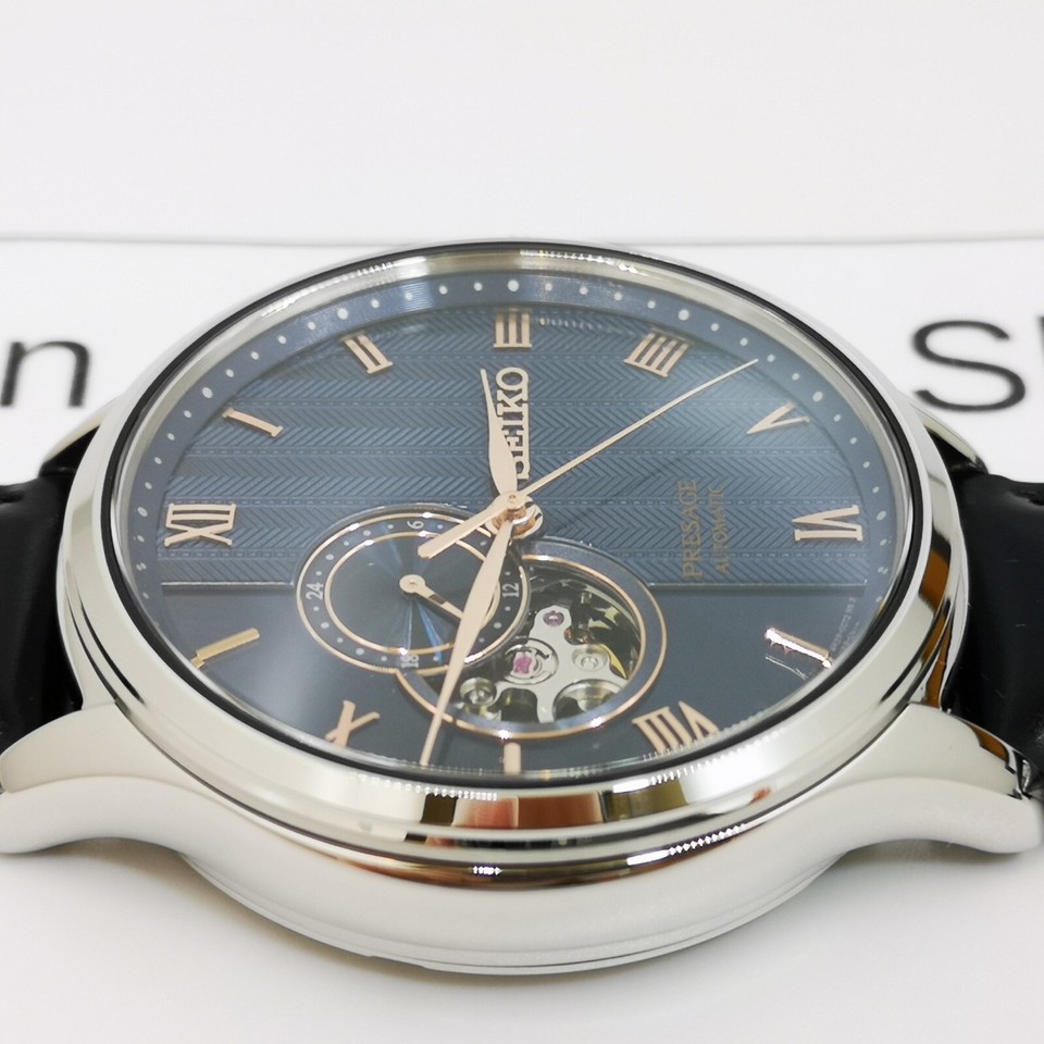 SEIKO PRESAGE Basic SARY187 Blue Automatic See-through Back Men Watch ...