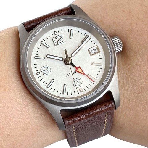 Titanium 36mm Pilot 200M Dive NH34 GMT Men Automatic Watch White Dial ...