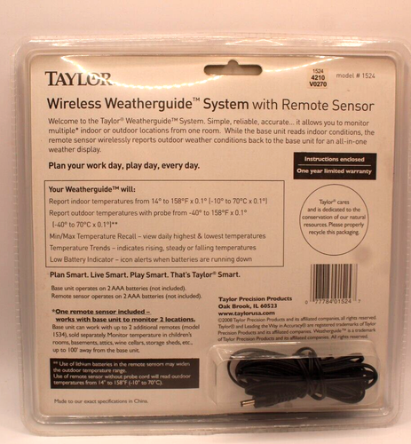Taylor Weather Guide Wireless Indoor/Outdoor Thermometer With Remote ...