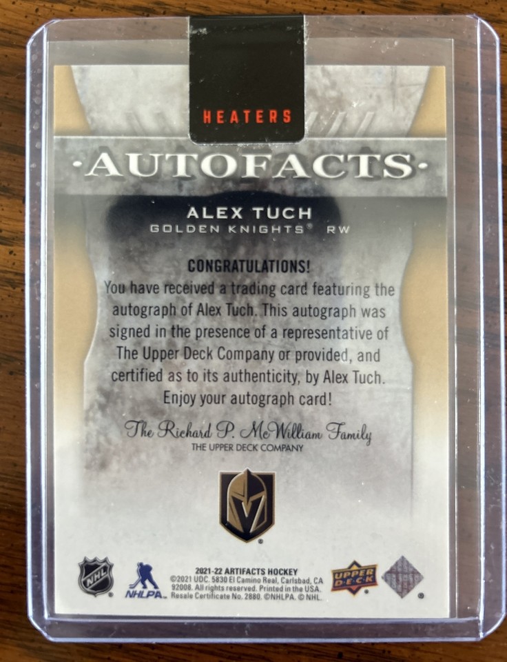 2021-22 ARTIFACTS / Alex Tuch Autofacts | eBay