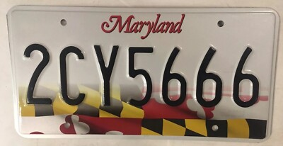 MD FLAG TRIPLE digit 6 license plate 666 repeating number Beast Evil CY ...