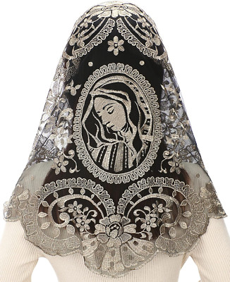 Spanish Catholic Lace Veil - Virgin Mary Embroidery Church Mantilla ...