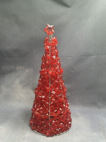 Vintage Red Lucite Acrylic Beads & Wire Tree Handmade Christmas Tree | eBay