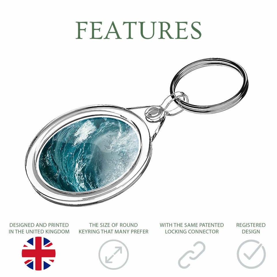 1 x Big Sea Wave Stormy Surfing - Keyring IR02 Mum Dad Kids Birthday ...