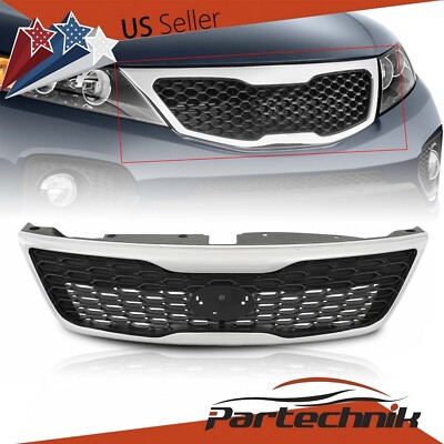 Grille For 2011-2013 2014 Kia Sorento Chrome Shell w/Black Insert ...