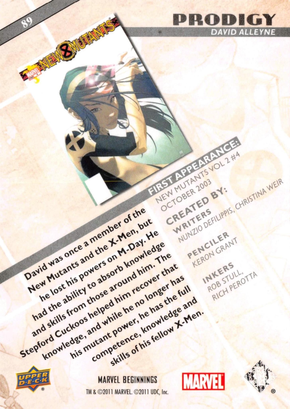 PRODIGY / Marvel Beginnings Series 1 BASE Trading Card #89 | eBay UK