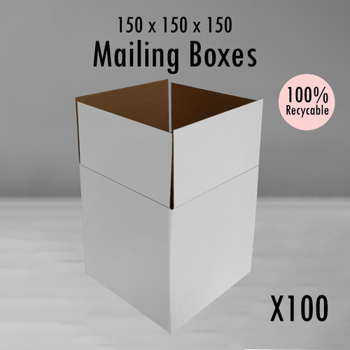100x White Mailing Box 150 x 150 x 150mm Cube Carton Shipping Cardboard ...