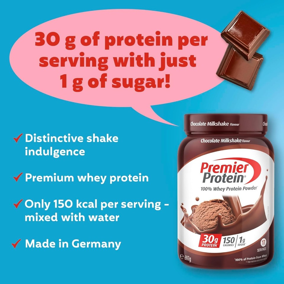 Premier Protein - Whey 100% Powder - Chocolate Milkshake - 697g | eBay UK