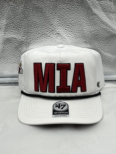 Miami Heat NBA '47 Brand White Script Rope Hitch Snapback Adjustable ...