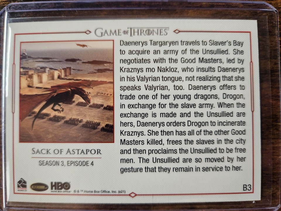 Rittenhouse Game of Thrones Iron Anniversary Sack of Astapor Battles # ...