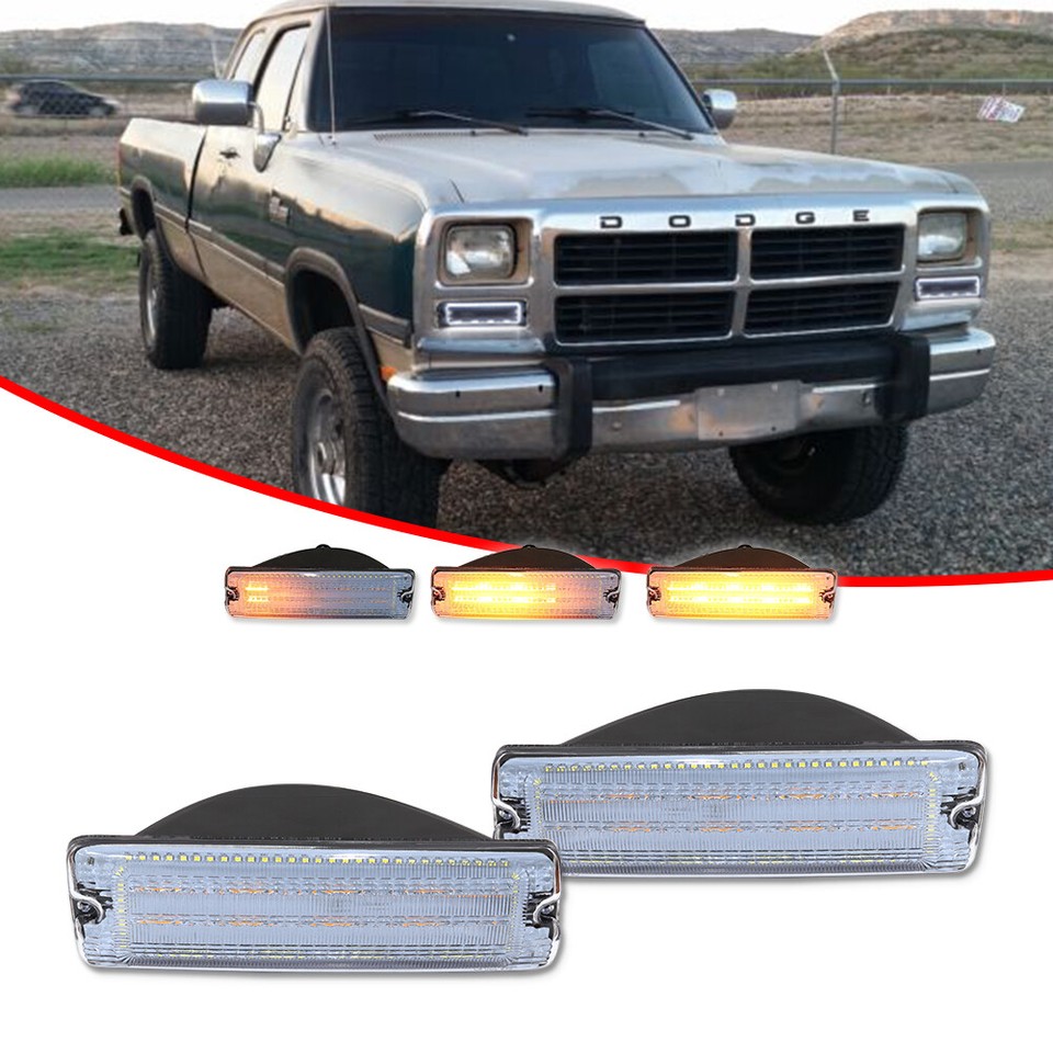 Clear Switchback LED DRL Turn Signal Lights For 91-93 Dodge D150 D250 ...
