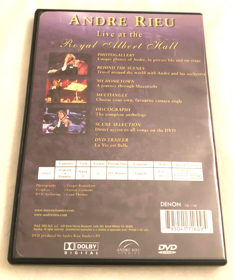 Lot of 5 Andre Rieu DVDs Tuscany Dublin Vienna Royal Albert Homecoming ...