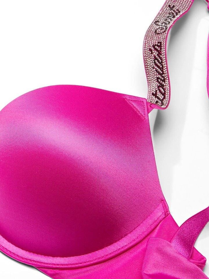Victorias Secret Sexy RHINESTONE Shine Strap Push Up Bra Thong Set ...