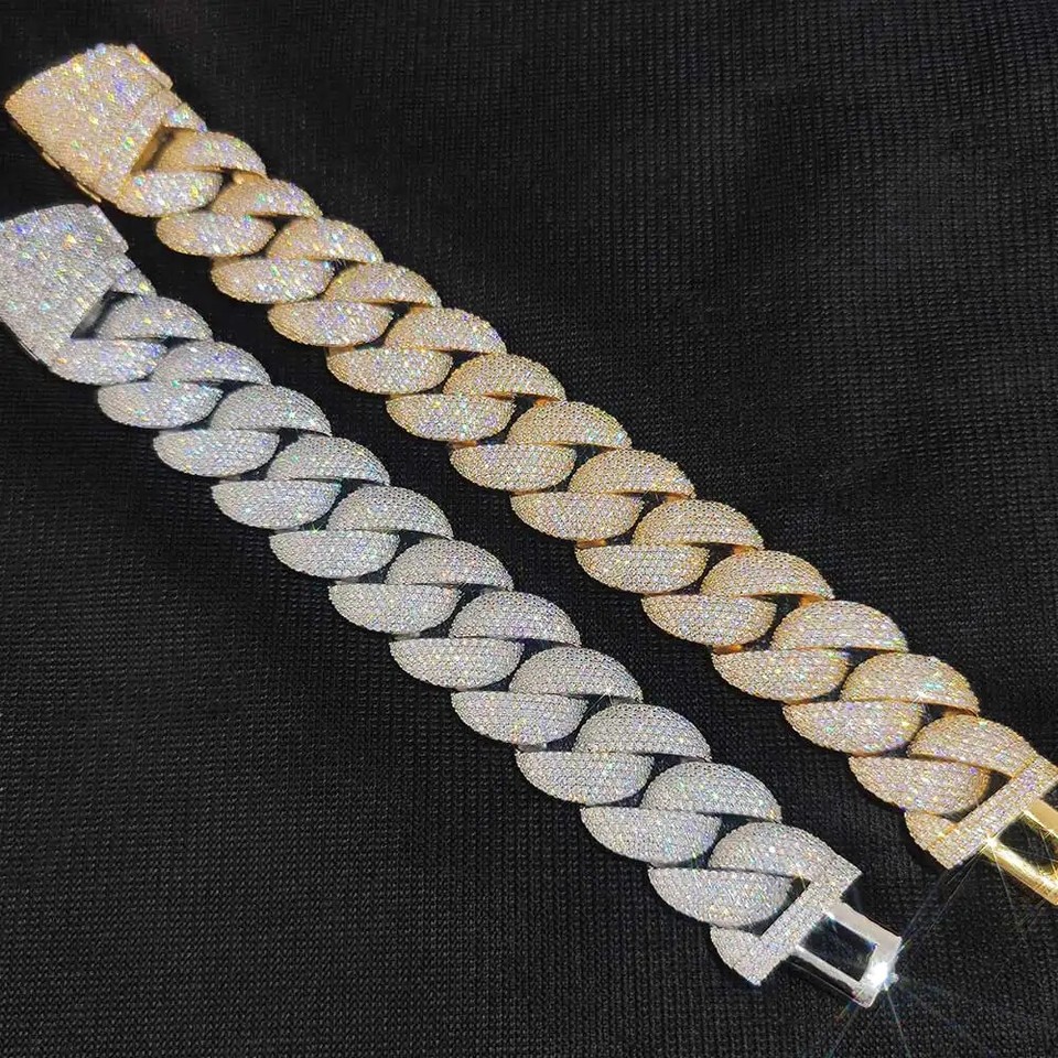 22mm Diamond Chain Men Bling Rapper Hip Hop Thick Cuban Link Necklace ...