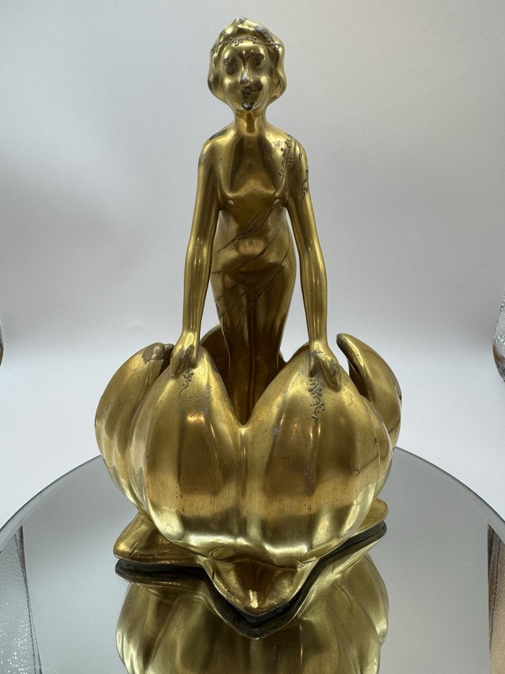 Vtg Porcelain Nude Nymph Lady Art Nouveau Water Lily Lotus Floral ...