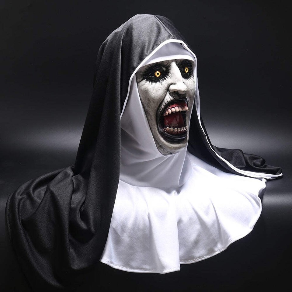 The Nun Horror Mask Cosplay Valak Scary Latex Masks with Headscarf Veil ...