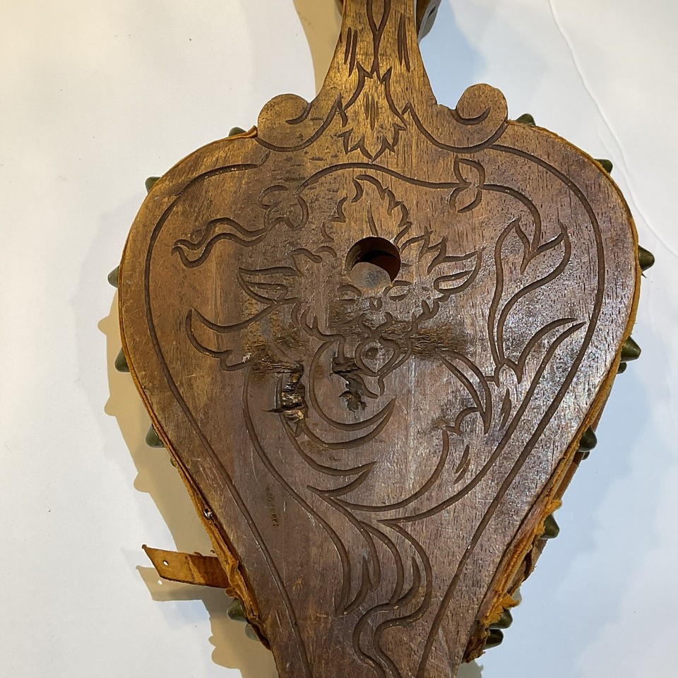 Antique hand carved fireplace Bellows From The 1800s wood and leather ...