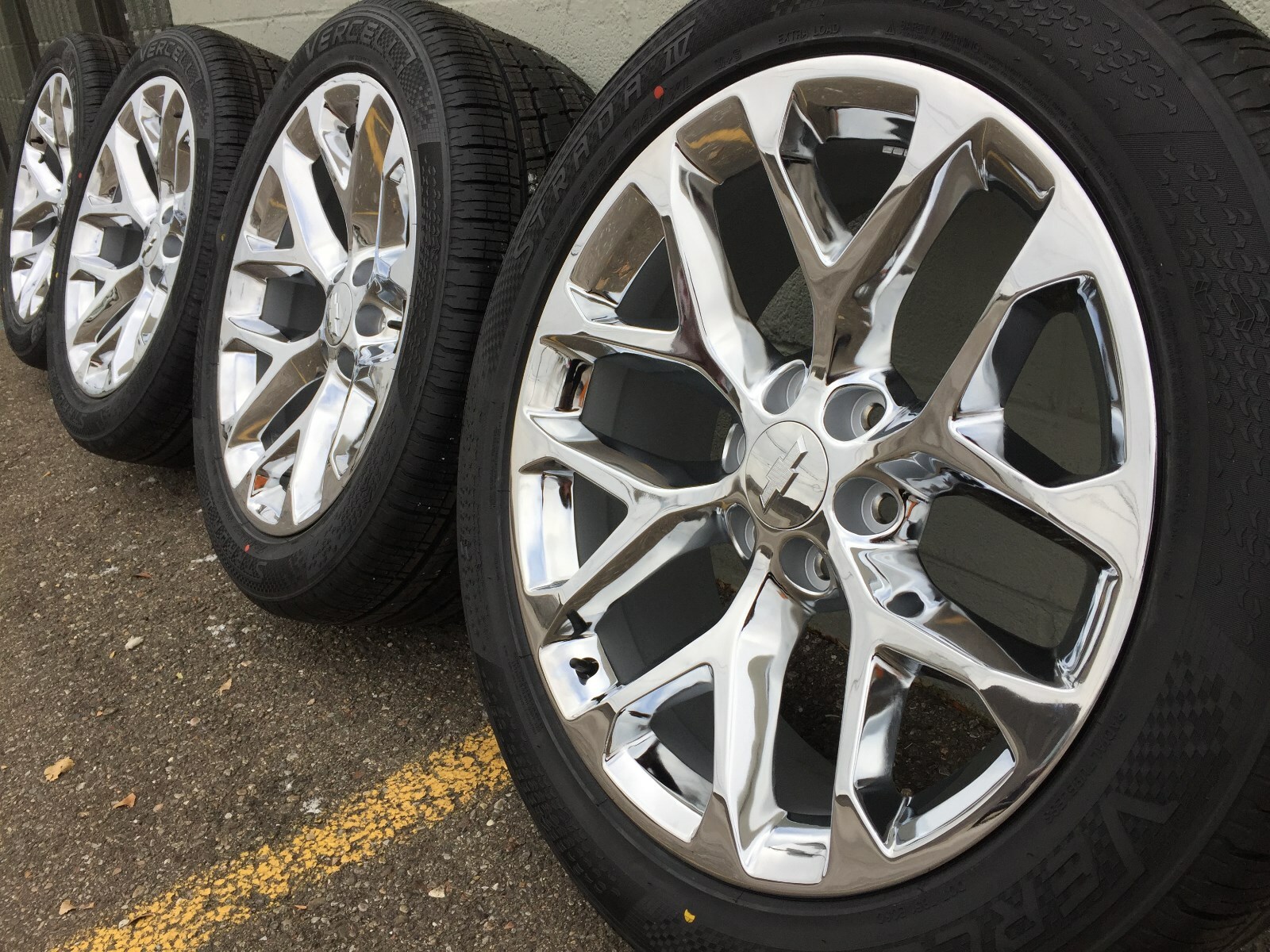 4 22" CHEVY GMC CADILLAC CHROME SNOWFLAKES WHEELS RIMS TIRES TAHOE ...