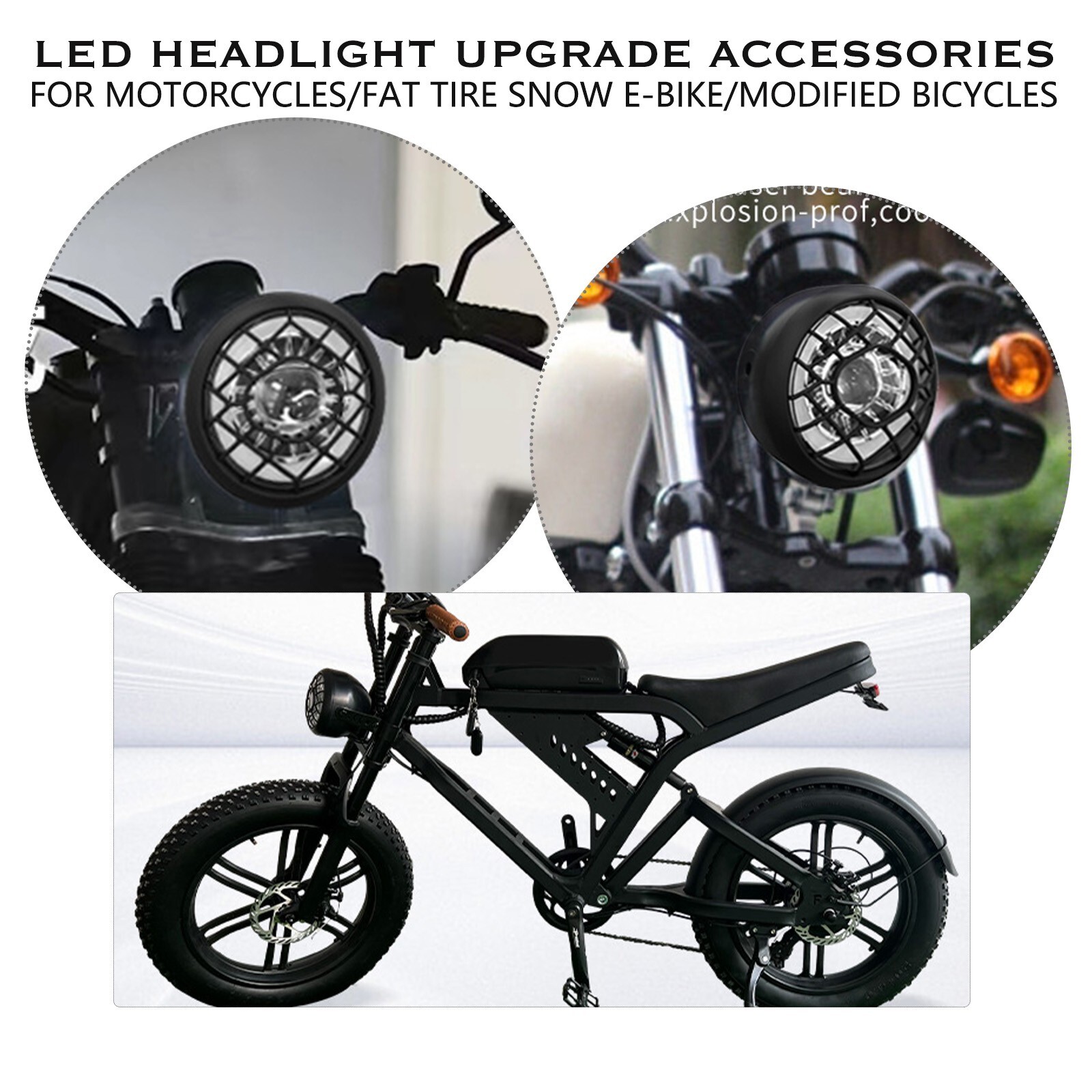 48V Ebike Headlight Motorcycle Front Light and Horn for Electric ...