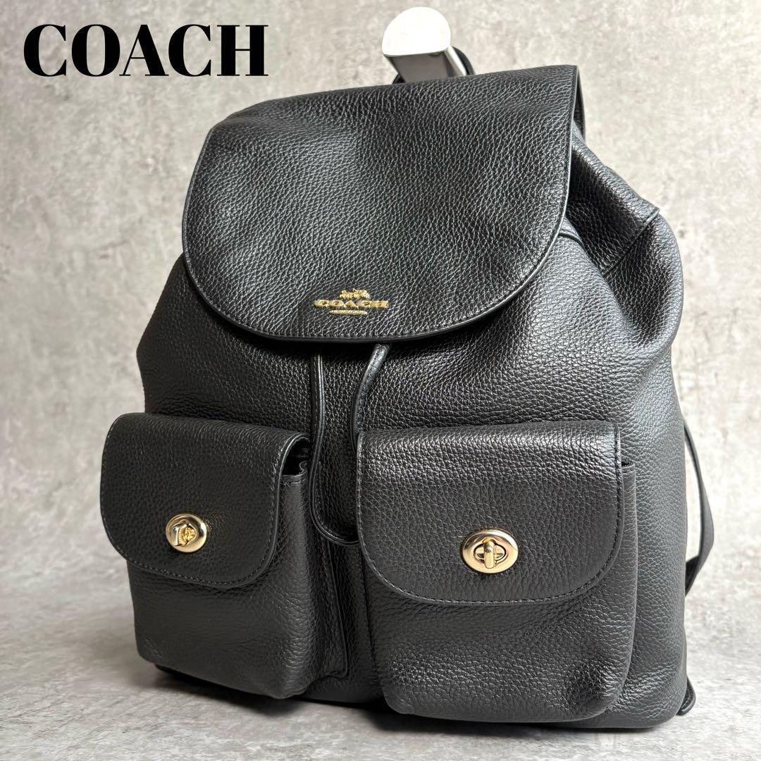 Coach Billy Leather Backpack Bag Pack A4 Storage Black - Gem
