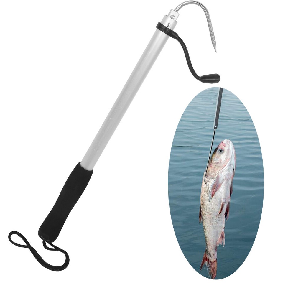 Telescopic Fish Gaff with Stainless Steel Sea Fishing Spear Hook Tackle ...