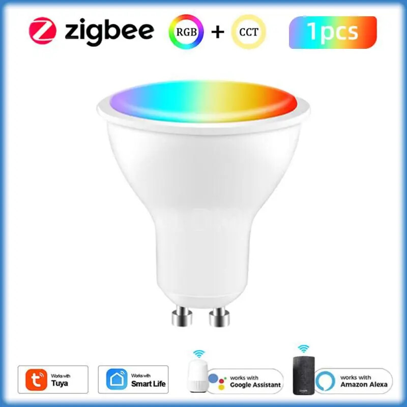 Aubess Tuya Zigbee GU10 LED Bulb Lights 5W RGB CW Smart Spot Lamp Alexa ...