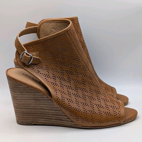 Lucky Brand Rozina Slingback Sandals Womens Size 8 Wedge Heels Brown ...