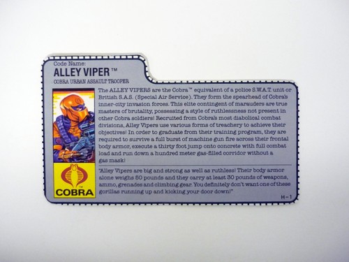 GI Joe Alley Viper File Card Vintage Action Figure Accessory Part 1989 ...