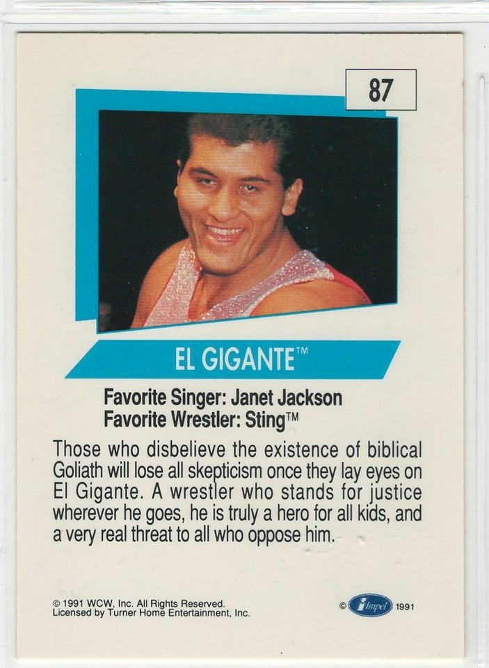 El Gigante 1991 Impel WCW Wrestling #87 WWE Jorge Gonzalez | eBay