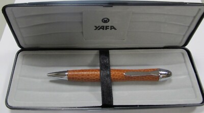 Yafa Laturia Light Brown Leather Ballpoint Pen Chrome Trim New In Box ...