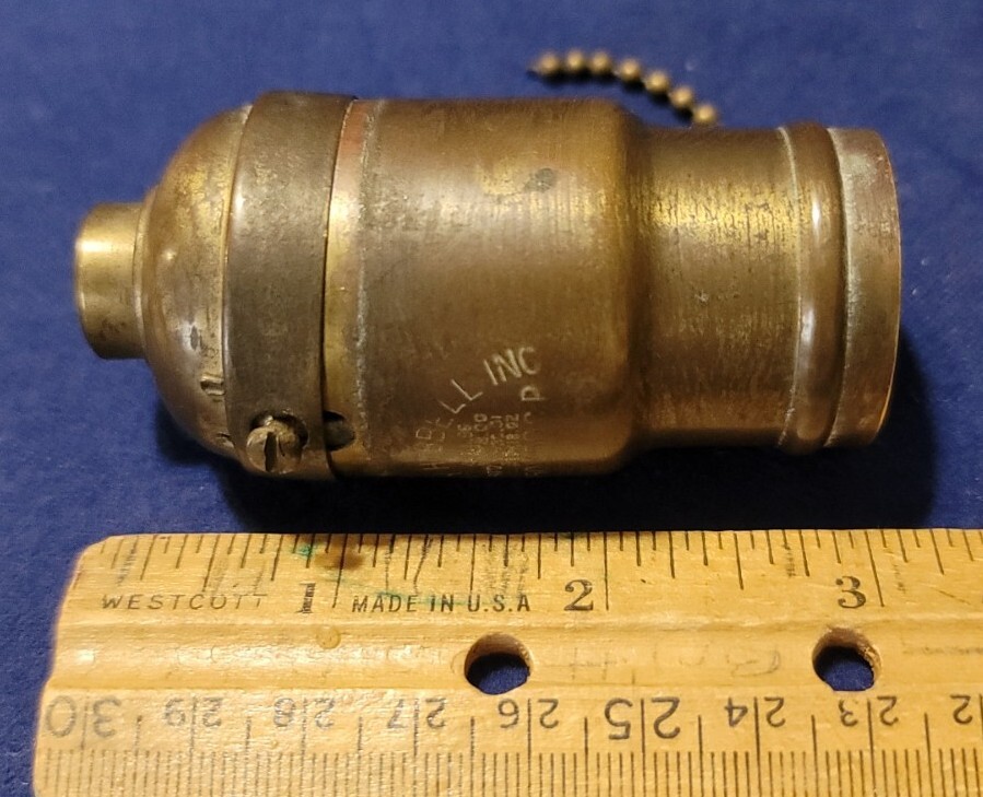 ANTIQUE HARVEY HUBBELL BRASS SOCKET ACORN PULL CHAIN Possibly for ...