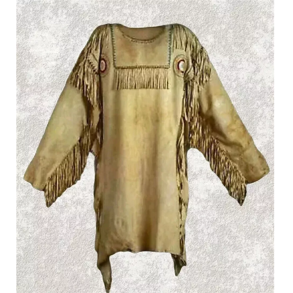 Men’s Western Buckskin War Shirt – Native American Buffalo Leather ...