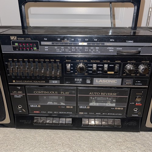 1980s LASONIC LPC-990 VINTAGE BOOMBOX HIGH FIDELITY DETACHABLE SPEAKERS ...