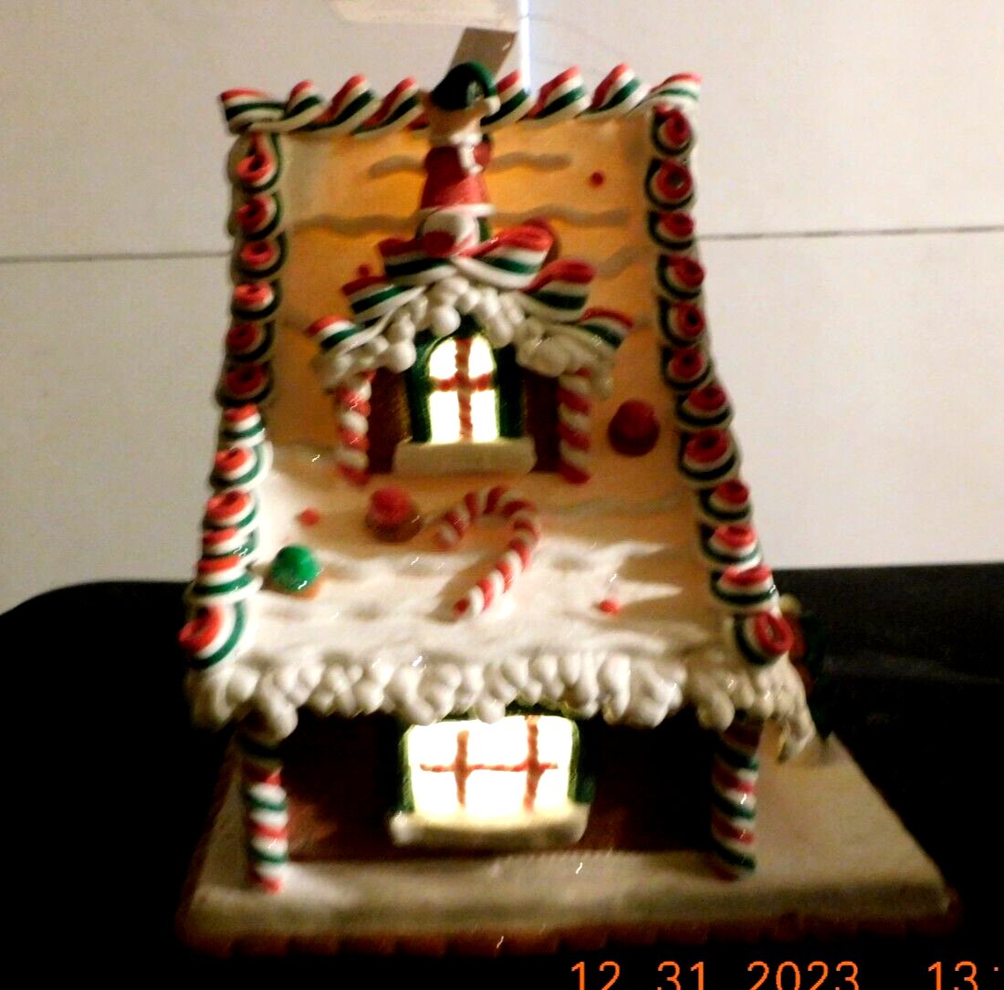 New Trimsetter Gingerbread House Light Up LED Santa's Workshop 10.5 ...