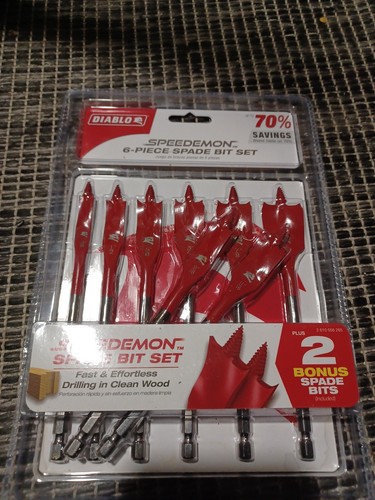Diablo DSP2920-S6 6 + 2 8Piece Drill Bit Set New Speeddemon spade bits ...