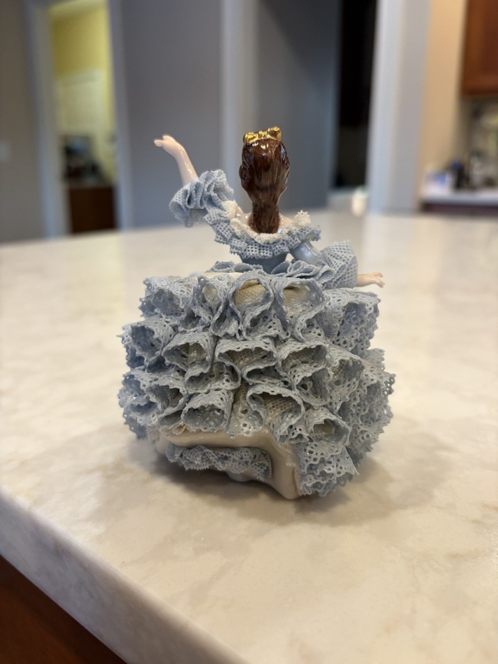 Vintage IRISH DRESDEN Figurine “Angelina” Ireland Flower Dress Blue ...