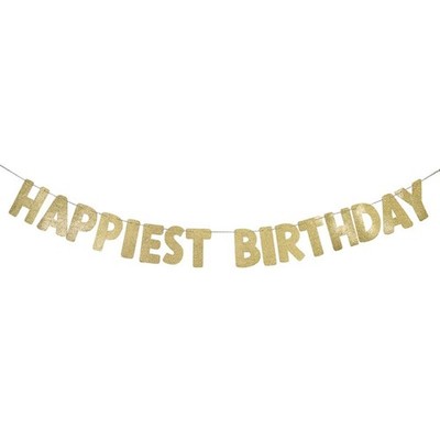 Slant Collections Gold Glitter Party Banner – 6ft, Happiest Birthday | eBay