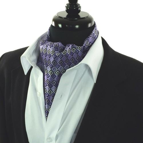 NEW Lilac Ascot Cravat Tie Purple Silver Black Mens GIFT Scarf 100% ...