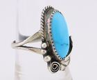 Navajo Ring 925 Silver Sleeping Beauty Turquoise Signed Justin Morris C ...