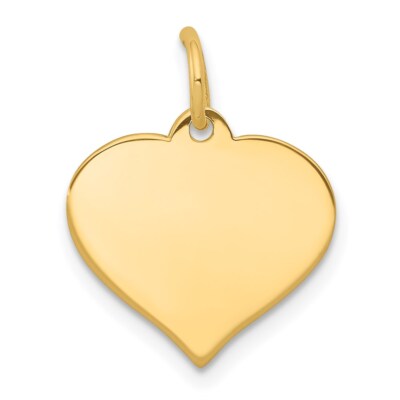 Real 14kt Yellow Gold Heart Disc Charm | eBay