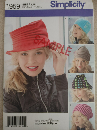Simplicity Sewing Pattern 1959 Misses Fleece Hats Sizes S M L | eBay