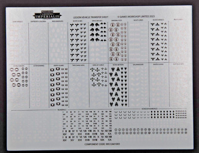 Warhammer Legion Imperialis: Legions Astartes Vehicle Transfer Sheet | eBay