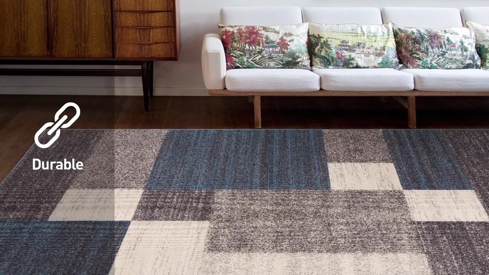 Rugshop Area Rug Modern Boxes Design Non-Slip Rugs for Living Room ...