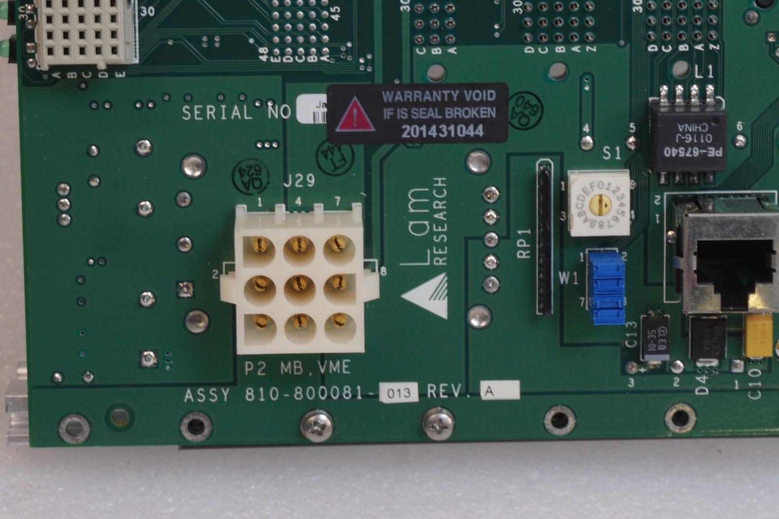 LAM P2 MB VME BACKPLANE 810-800081-013 REV:A & 101VMEJ106-9001 REV:B ...