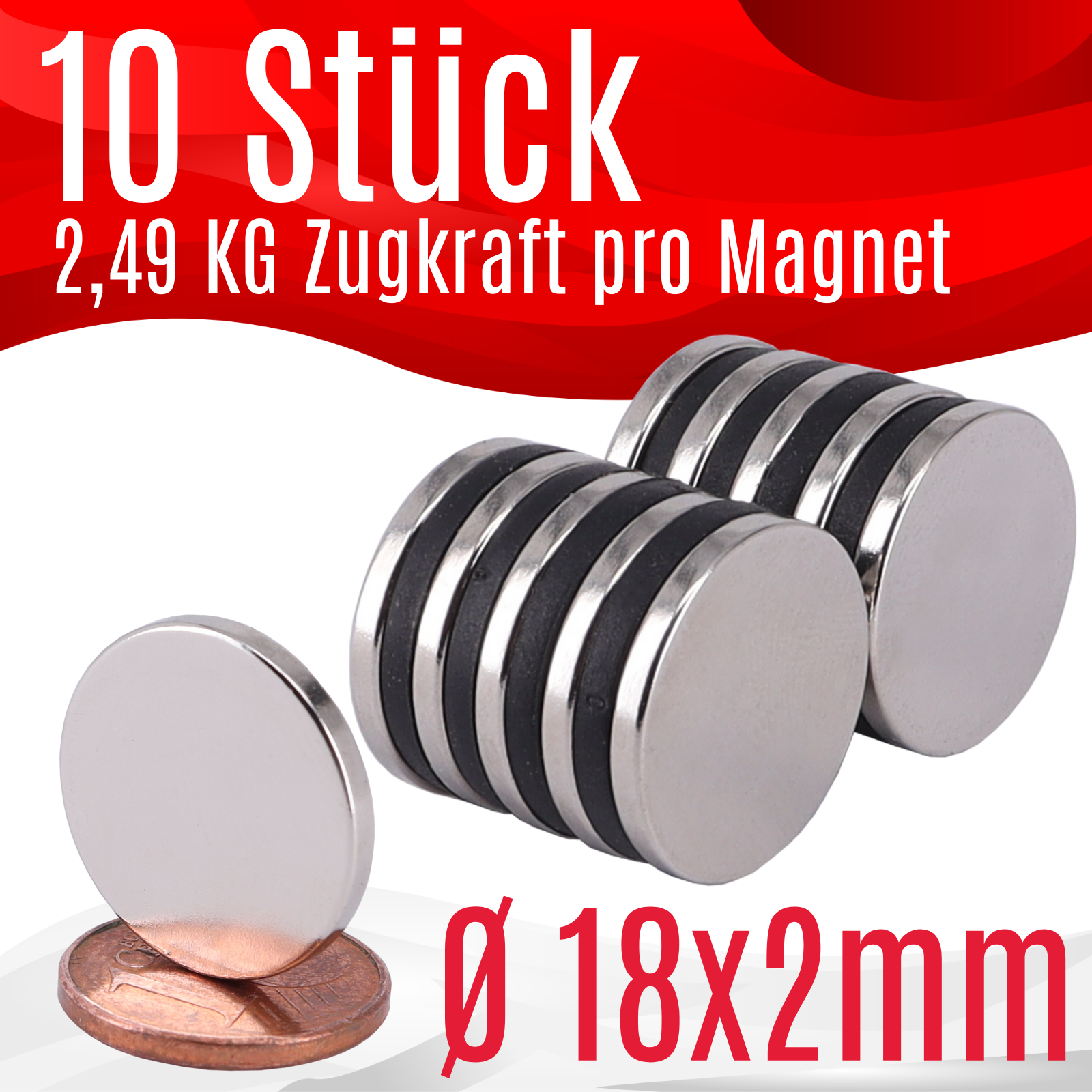 Neodym Magnete N52 Magnet super Stark Scheiben 20mm Rund Scheibenmagnet ...