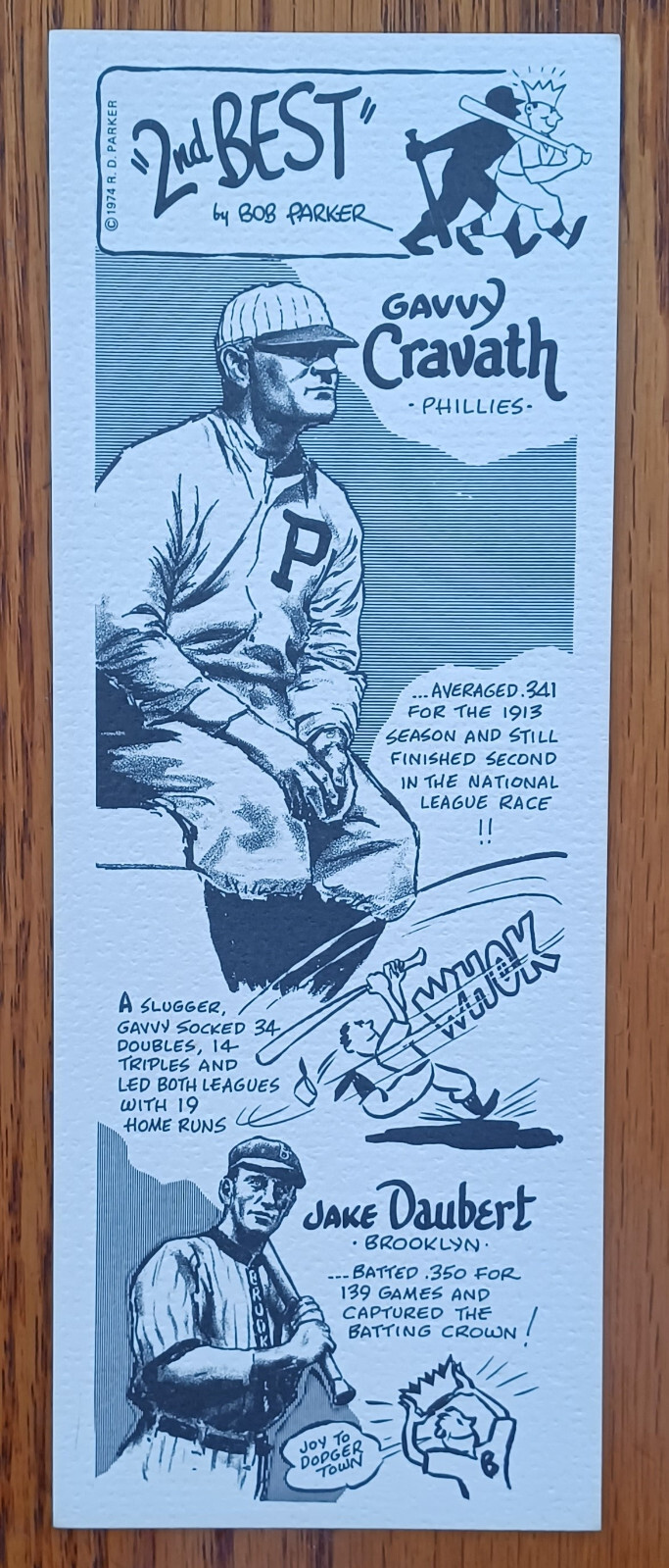 1974 BOB PARKER 2nd Best Gavvy Cravath Phillies/Jake Daubert Brooklyn ...