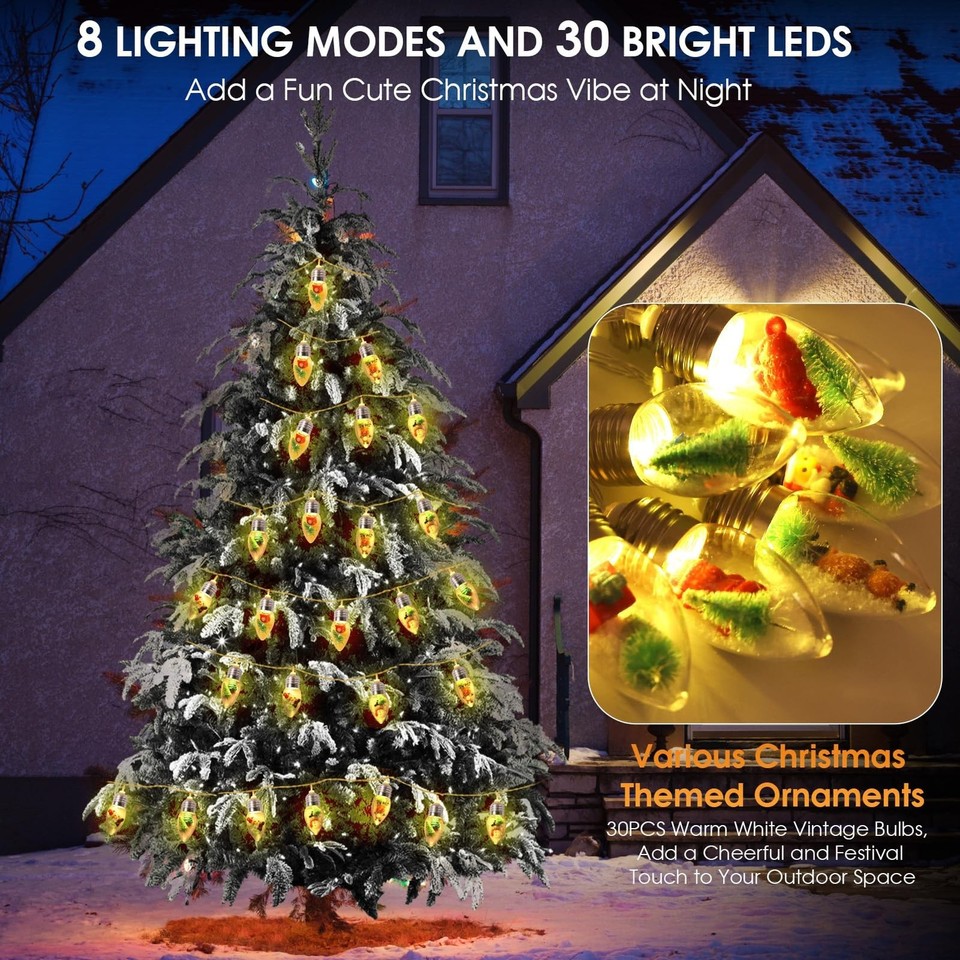 Solar Christmas Lights Outdoor, Vintage and Retro Solar Powered Xmas ...