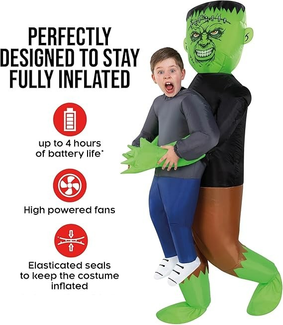 Kids Inflatable Frankenstein Costume Boys Monster Pick Me Up Halloween ...