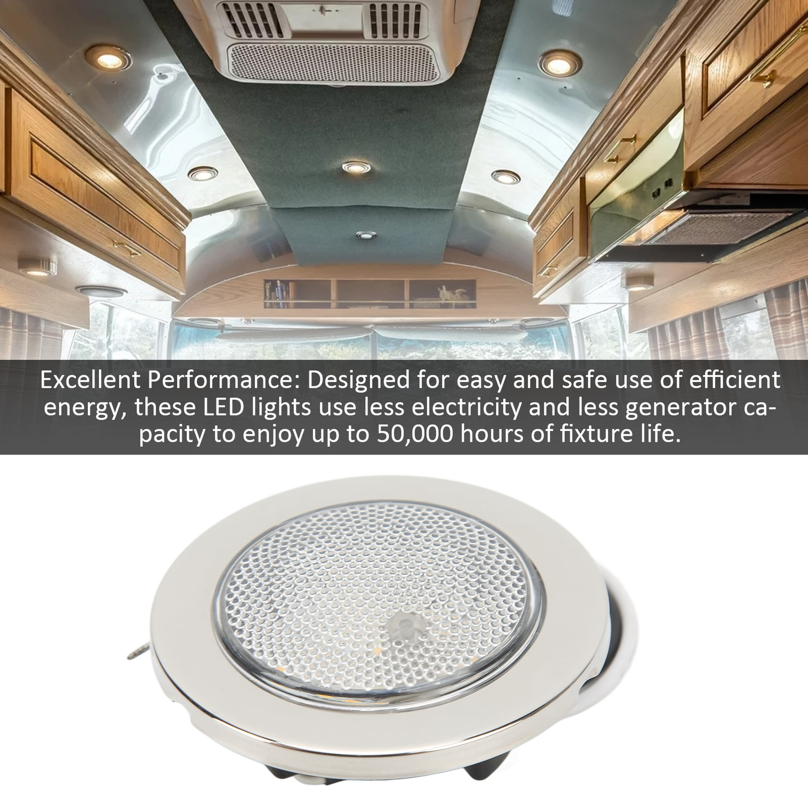 3in 12V LED Dome Light Round IP66 Waterproof Pit Mounted For Marine ...